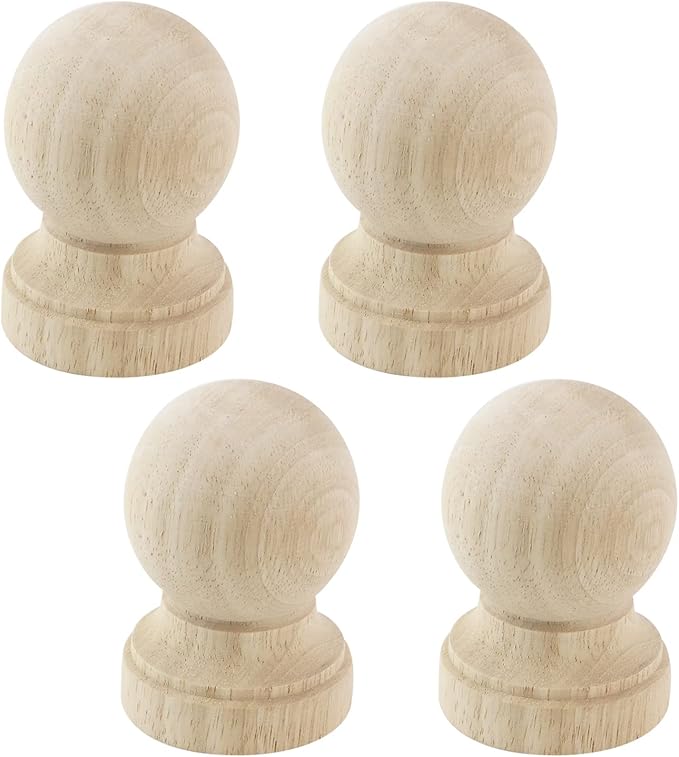 Amazon.com: HEVSTIL 4-Pack 1-8/9"Round Wood Ball Finial Unfinished ...
