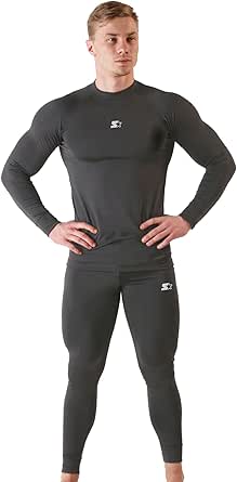 Starter Mens Base Layer Set - Top & Bottom - Compression Shirts for Men ...