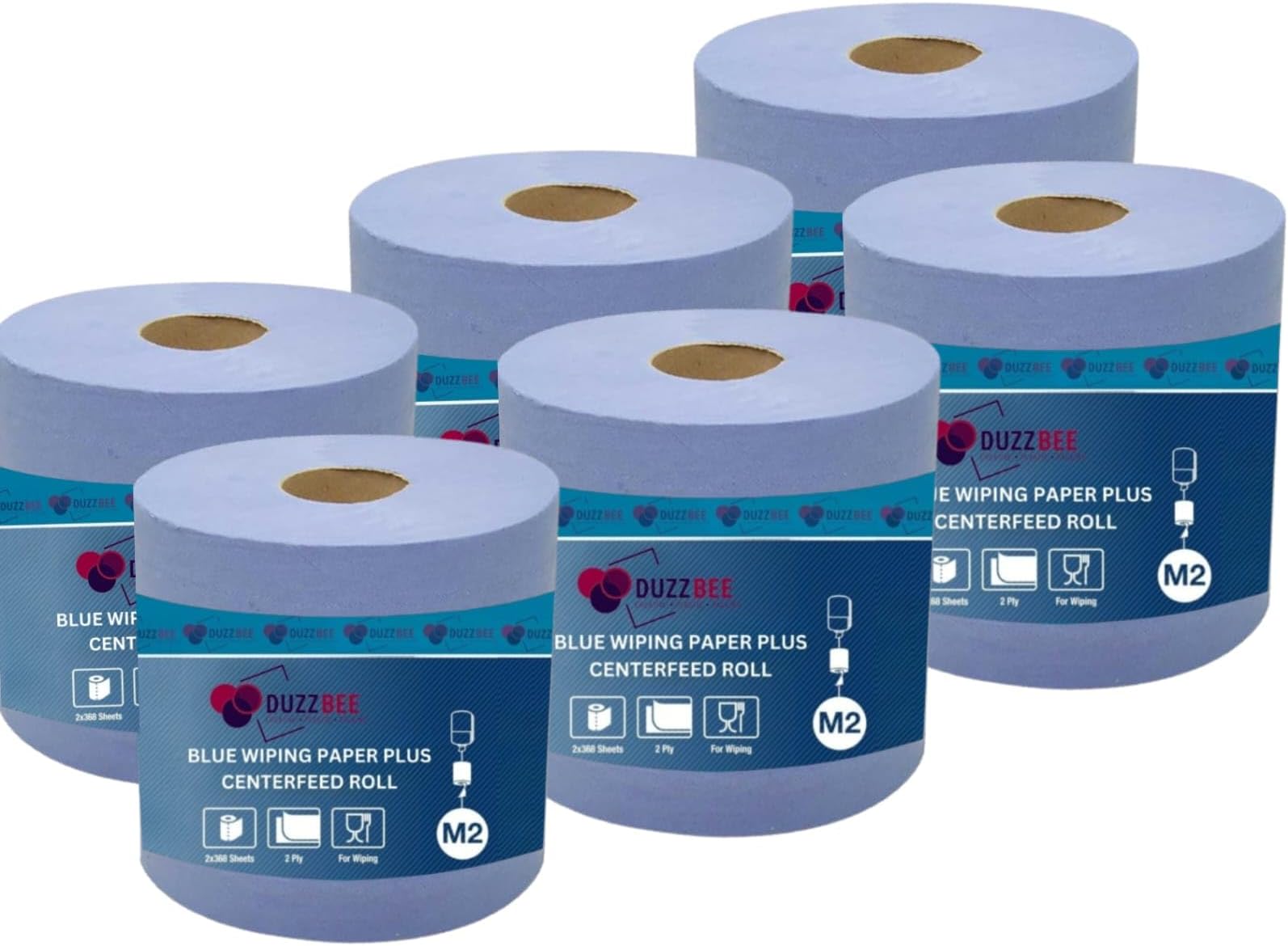 KING KARAN® White 6 X Paper Rolls - 2 Ply Embossed Centre Feed - Hand ...