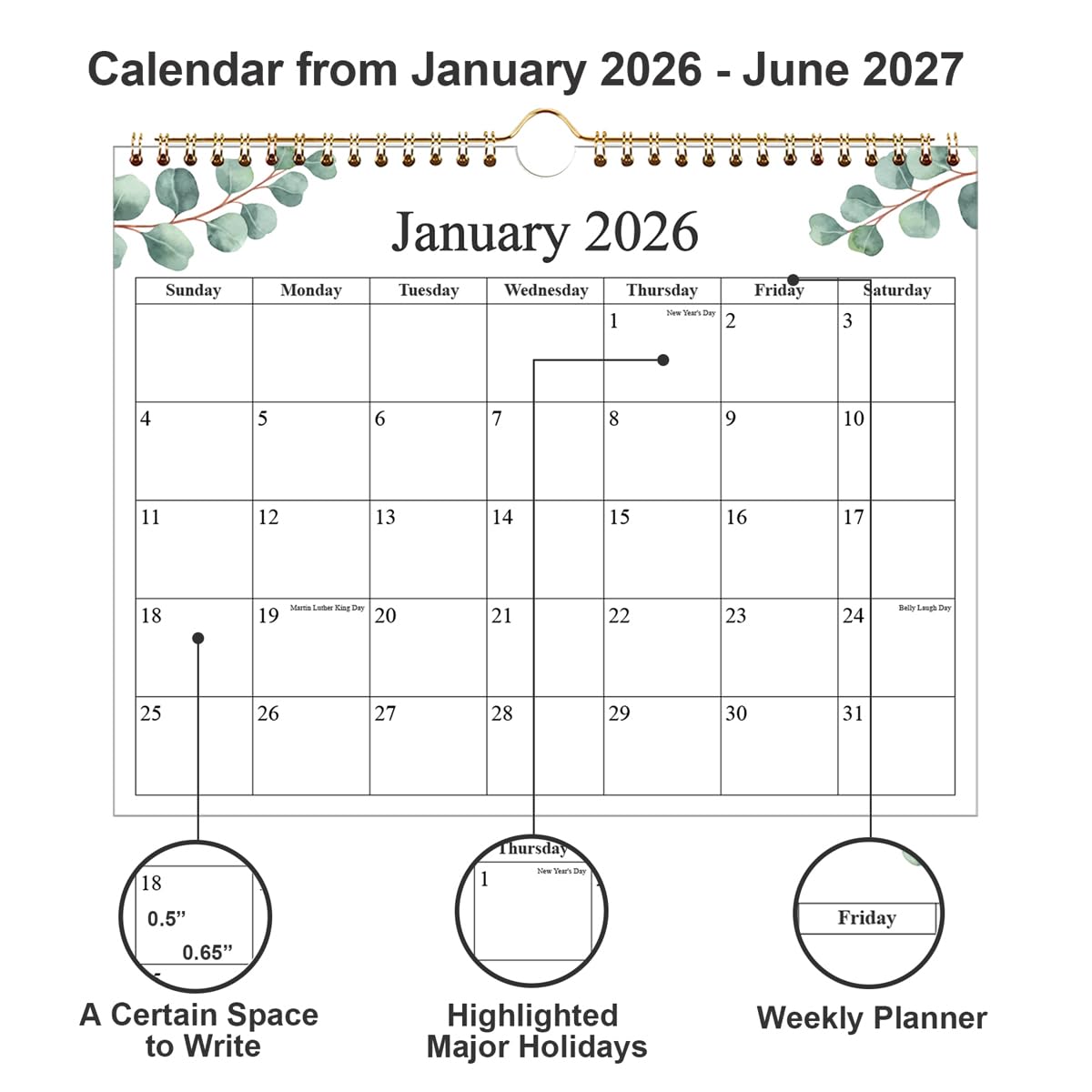 Snapklik.com : Small Wall Calendar 2026 - Mini Calendar 2026-2027 From ...