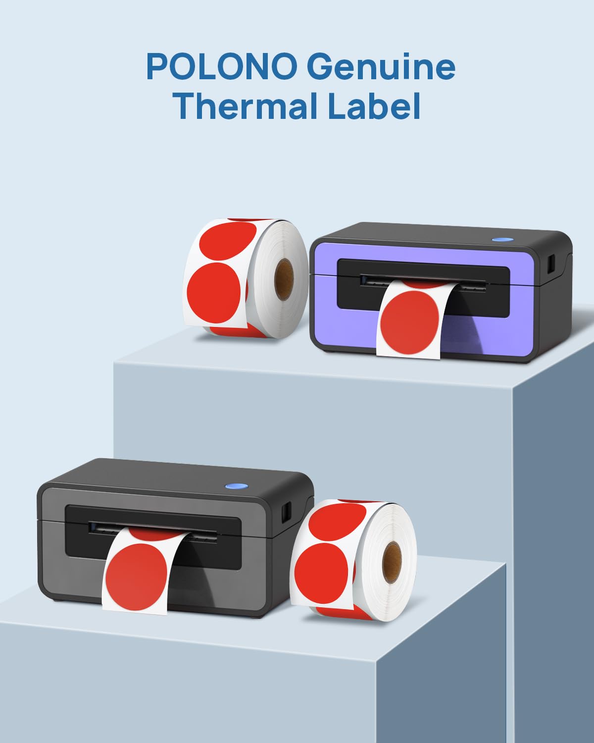 Snapklik.com : POLONO Genuine 2" Red Circle Direct Thermal Labels, Self ...