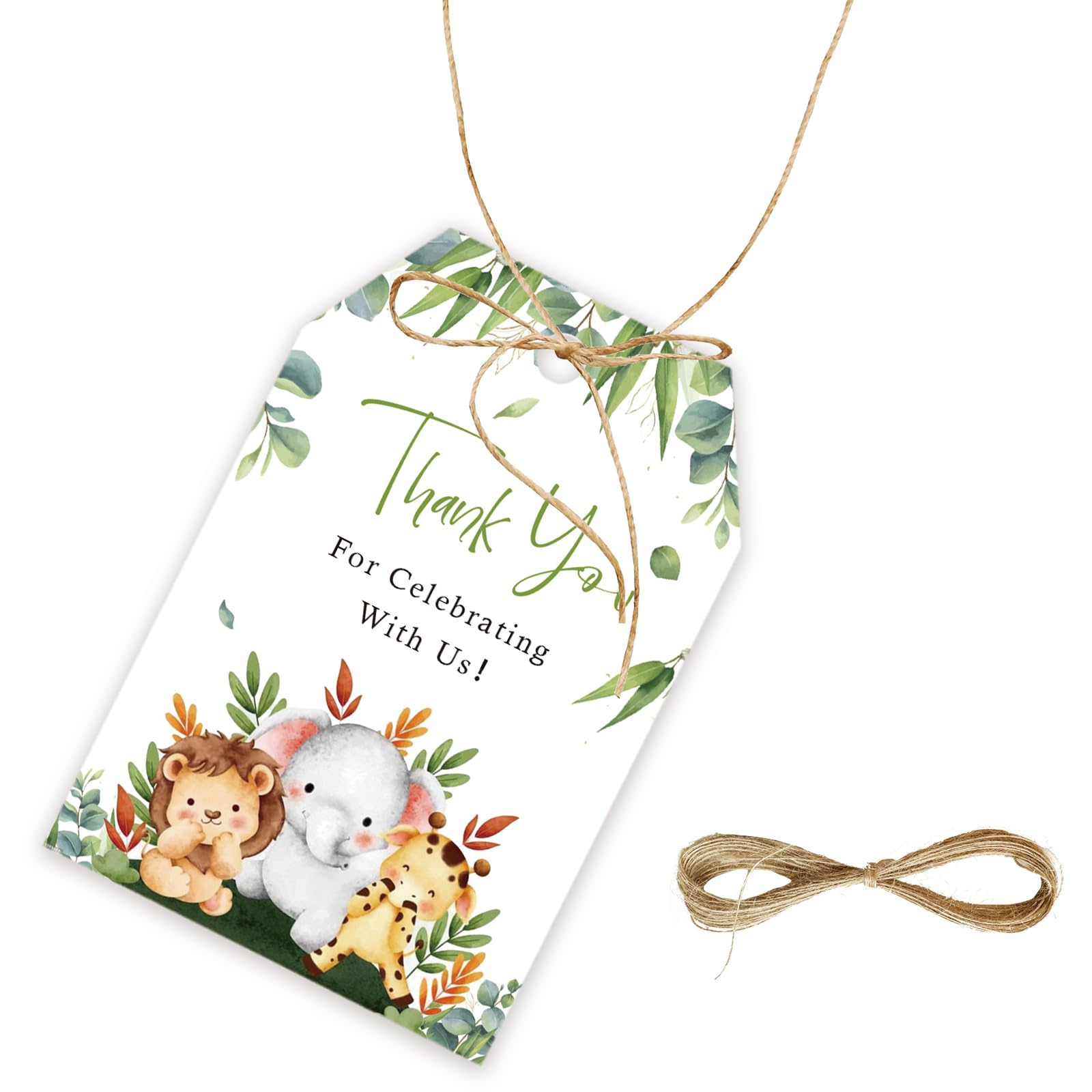 Gift Tags Jungle Babies Boys 20 Stickers + Bags Safari Animals Baby