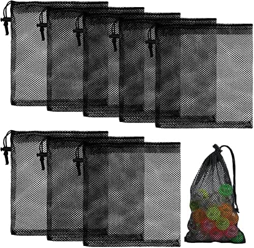10 Pieces Drawstring Mesh Bags with 10 Colors Laundry Bag Ball Bag Mesh ...