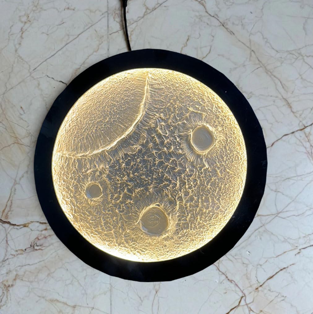 SPACE WOOD LED Moon Wall Light, 3D Lunar Surface Design, Decorative ...