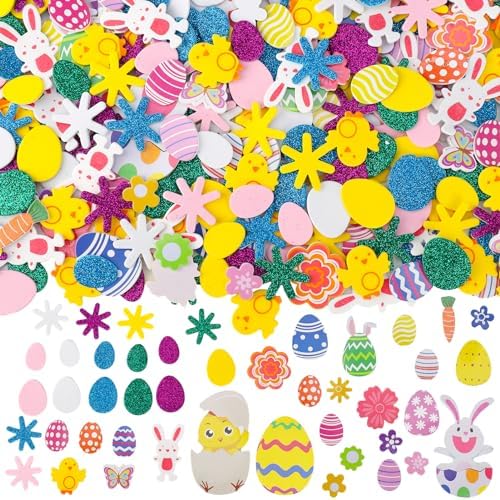 Amazon.com: 400 Pieces Easter Foam Stickers, Glitter Self Adhesive ...