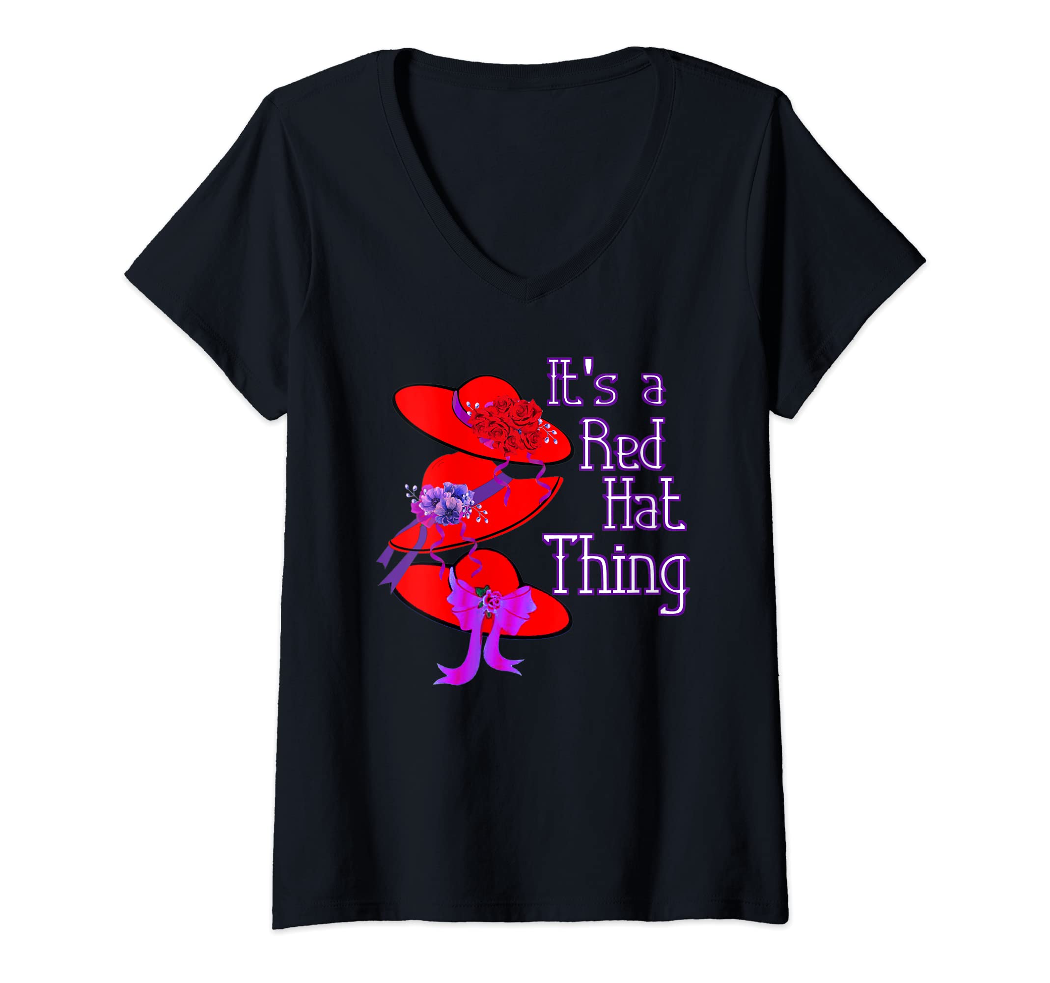 Amazon.com: Womens Red Hat It's a Red Hat Thing Gift V-Neck T-Shirt ...