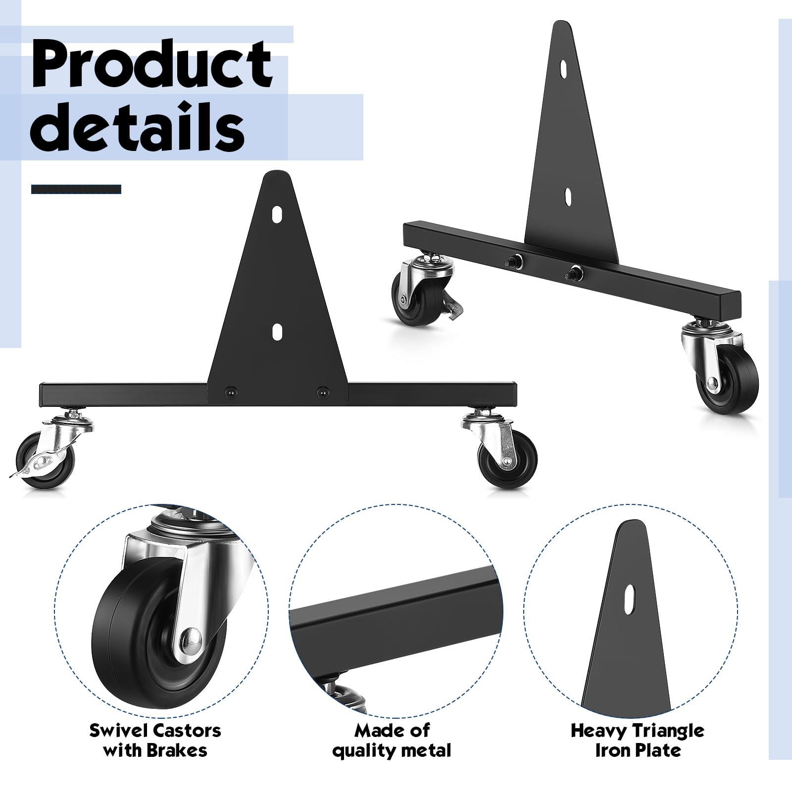 4 Pairs Grid Wall Display Legs Metal Triangular Base with Casters Wall ...