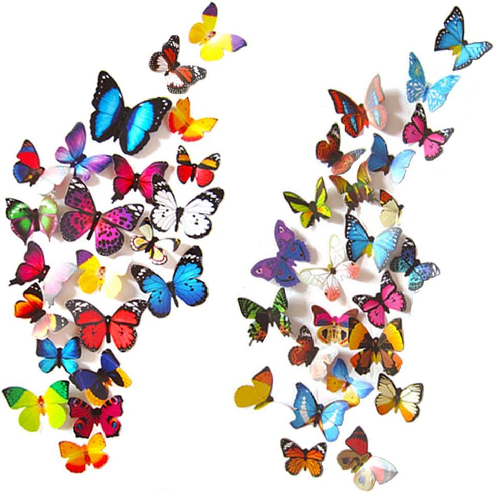 Amazon.com: 80 PCS Butterfly Wall Decals, 3D Butterfly Wall Decor ...