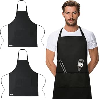 Amazon.com: Comfyanno Aprons for men, 2 Pack 100% Cotton Mens Apron ...