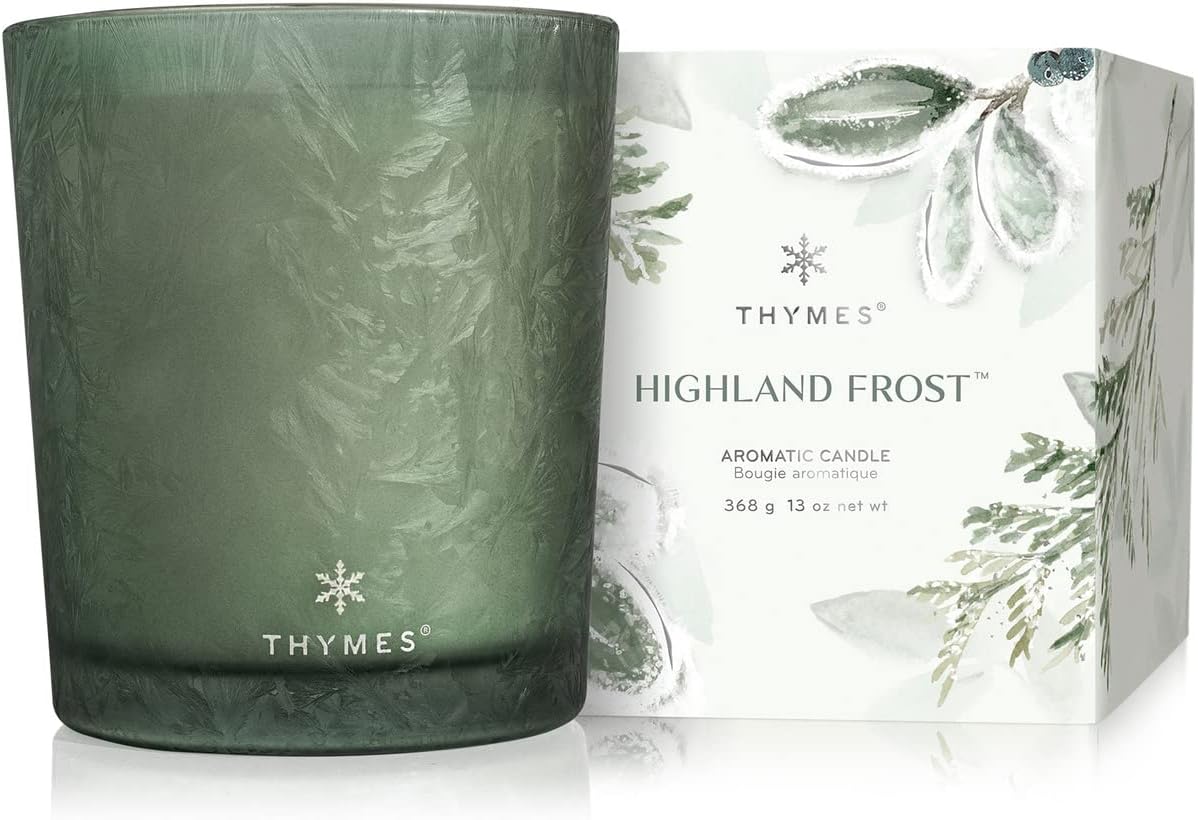 Amazon.com: Thymes Highland Frost Large Candle - Scented Candle with ...