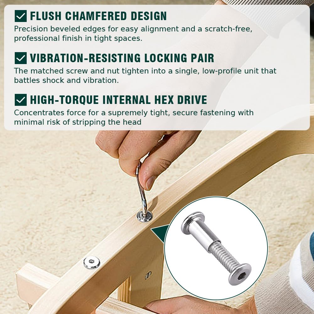 Snapklik.com : M6 X 40mm Furniture Screws Barrel Nuts Kit, 304 ...