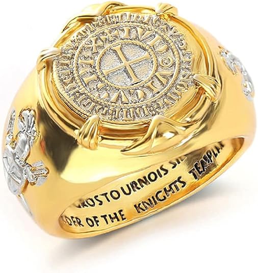 Crusader Knight Templar Ring - Medieval Viking Cross Catholic Hip Hop ...