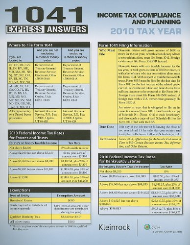 1041 Express Answers 2011: Amazon.co.uk: Cch Tax Law: 9780808024279: Books