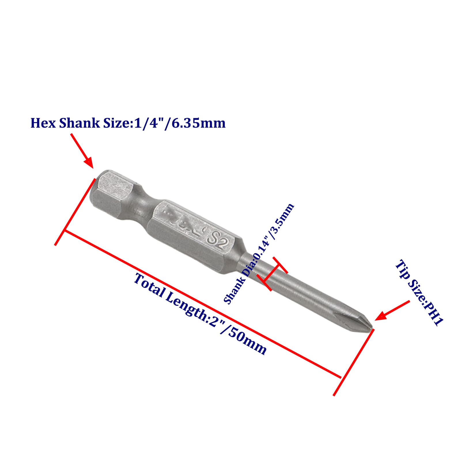Snapklik.com : Cross Screwdriver Bit Set 1/4" Shank PH1 3.5mm Dia ...