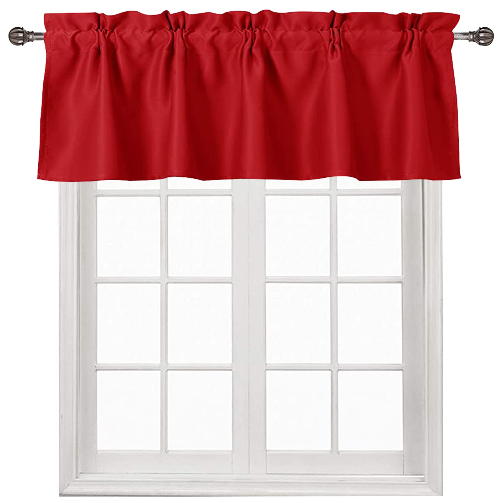 Amazon.com: DWCN Red Christmas Valance for Windows Rod Pocket Blackout ...