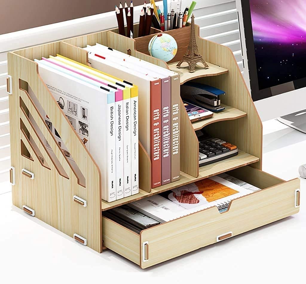 Frixen File Manager - Wooden Office Desk Organizer Mail Rack for ...