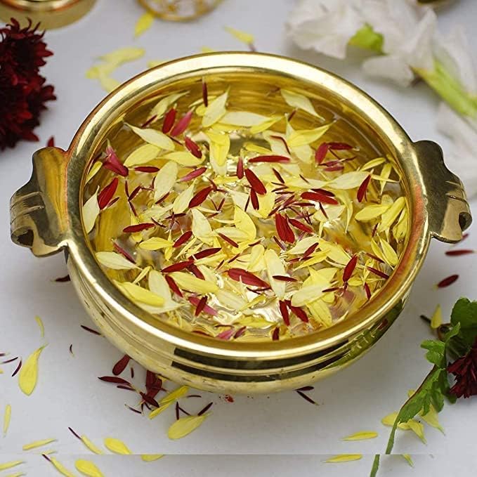 Buy INDIAN ART VILLA Pure Brass Hammered Design Urli Decorative Bowl ...