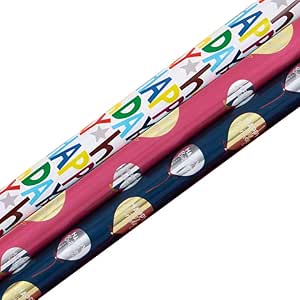 Amazon.com: Glick Luxury Roll Wrap Bundle - 3 Happy Birthday Designs ...