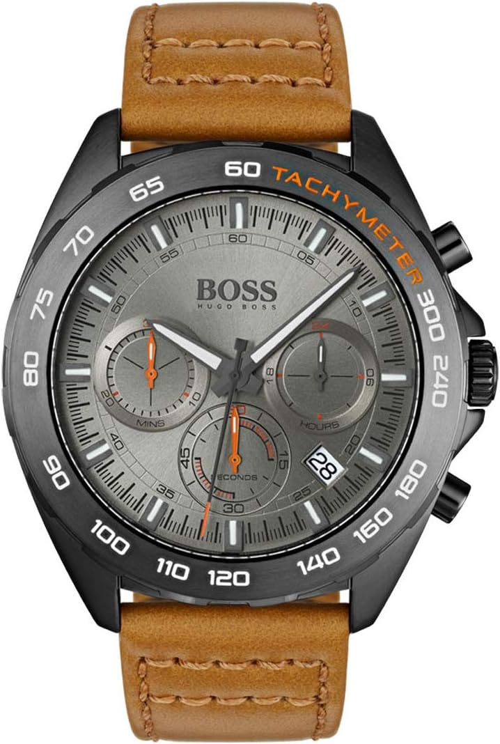 BOSS Mens Chronograph Quartz Watch with Leather Strap 1513664 : Amazon ...