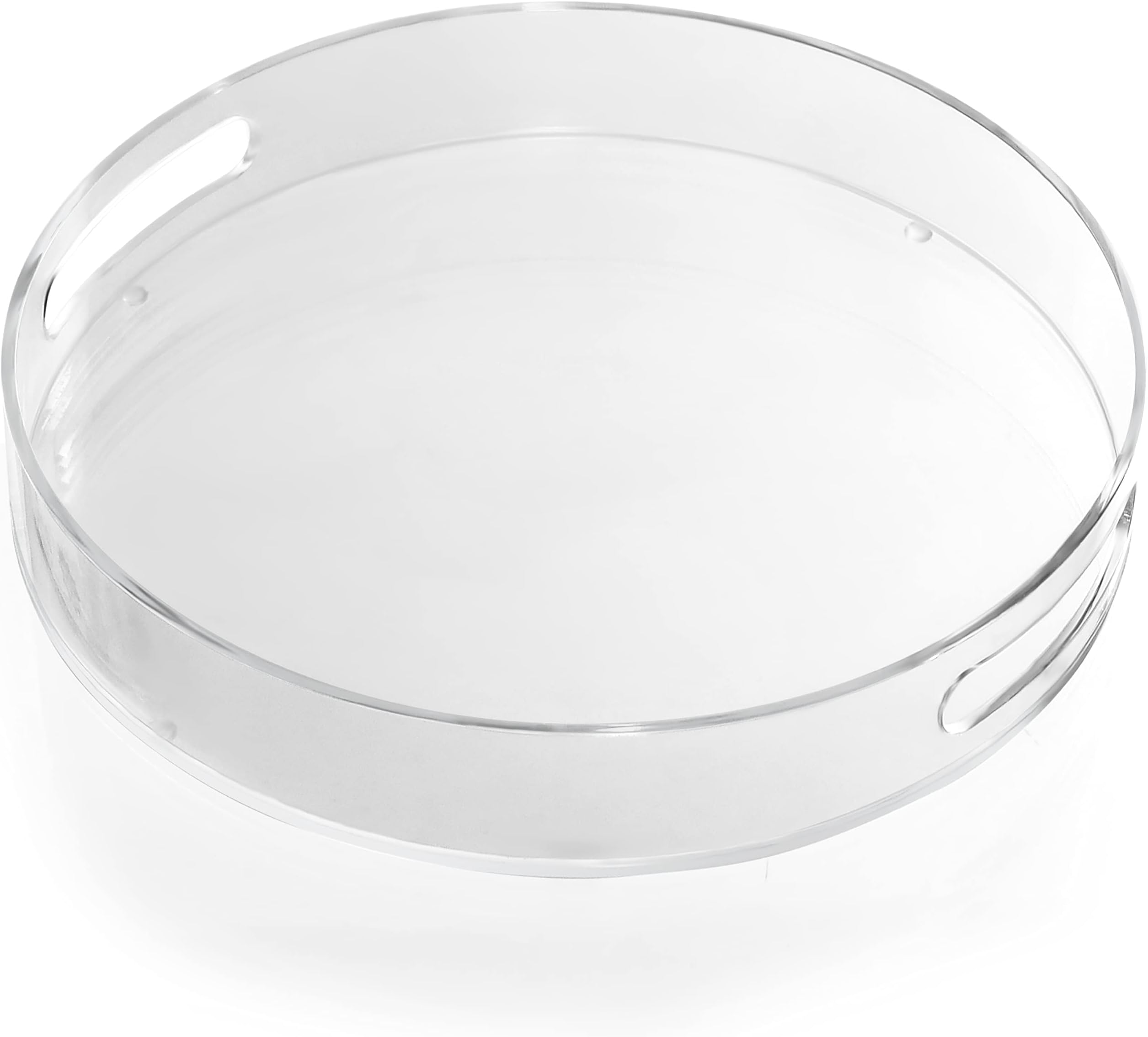 Kurtzy Clear Round Plastic Serving Tray with Handles - 30cm/11.81 ...