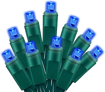 Wominoy 25ft 50 Counts Blue LED Christmas Lights - Commercial Grade ...