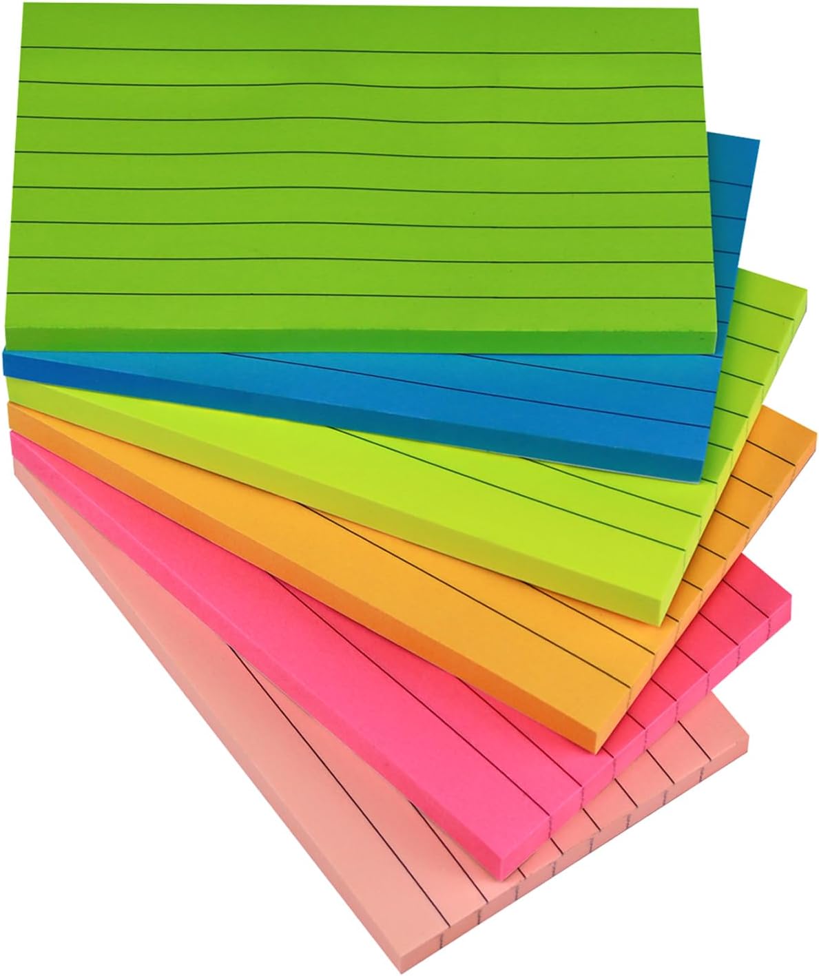 KIFZM 480 Sheets Large Lined Sticky Notes, 76 x 127 mm 6 Brilliant ...