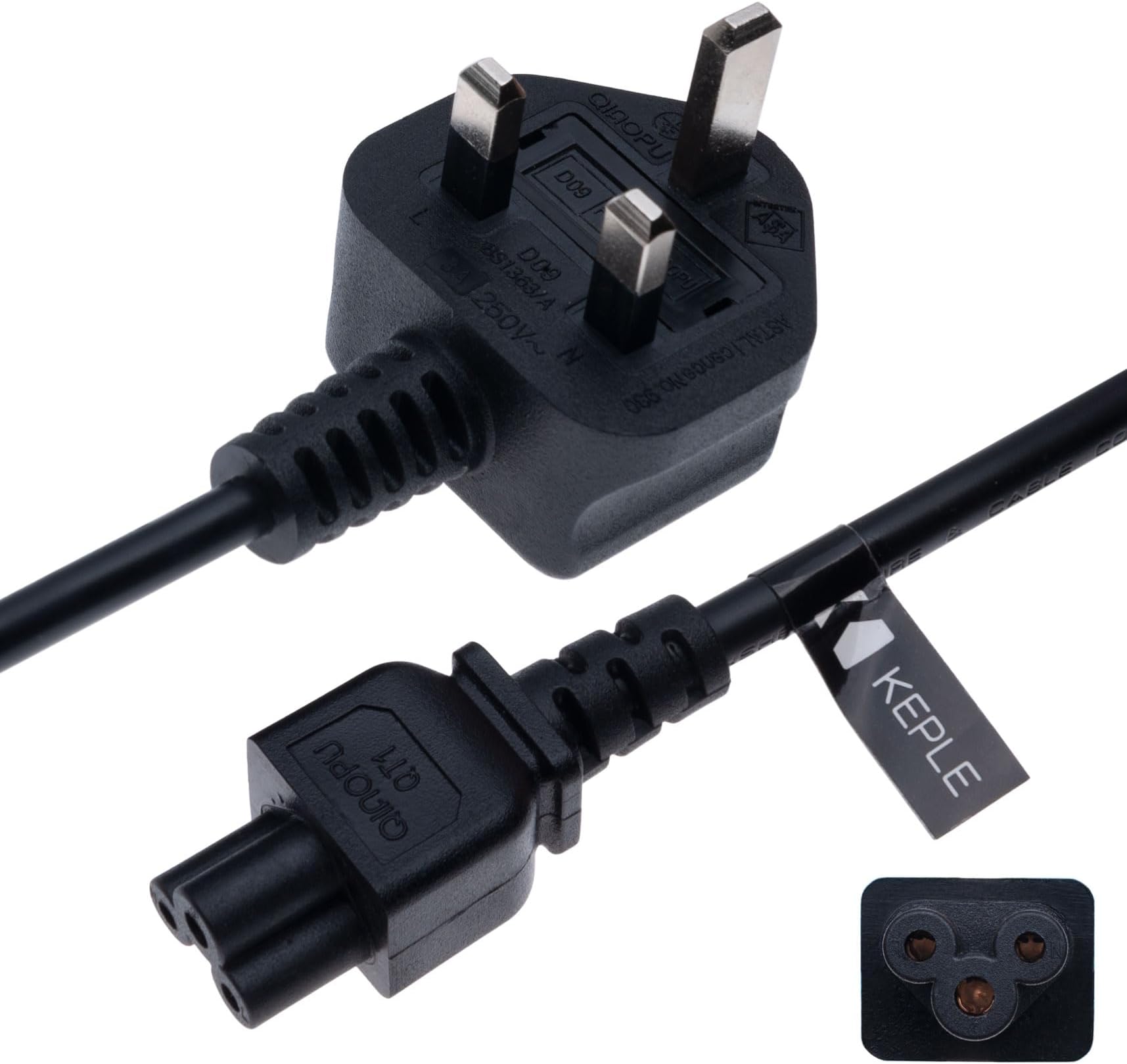 UK Mains 3 Pin AC Wall Power Cord C5 Cable for Dell, HP, Sony, Vaio ...