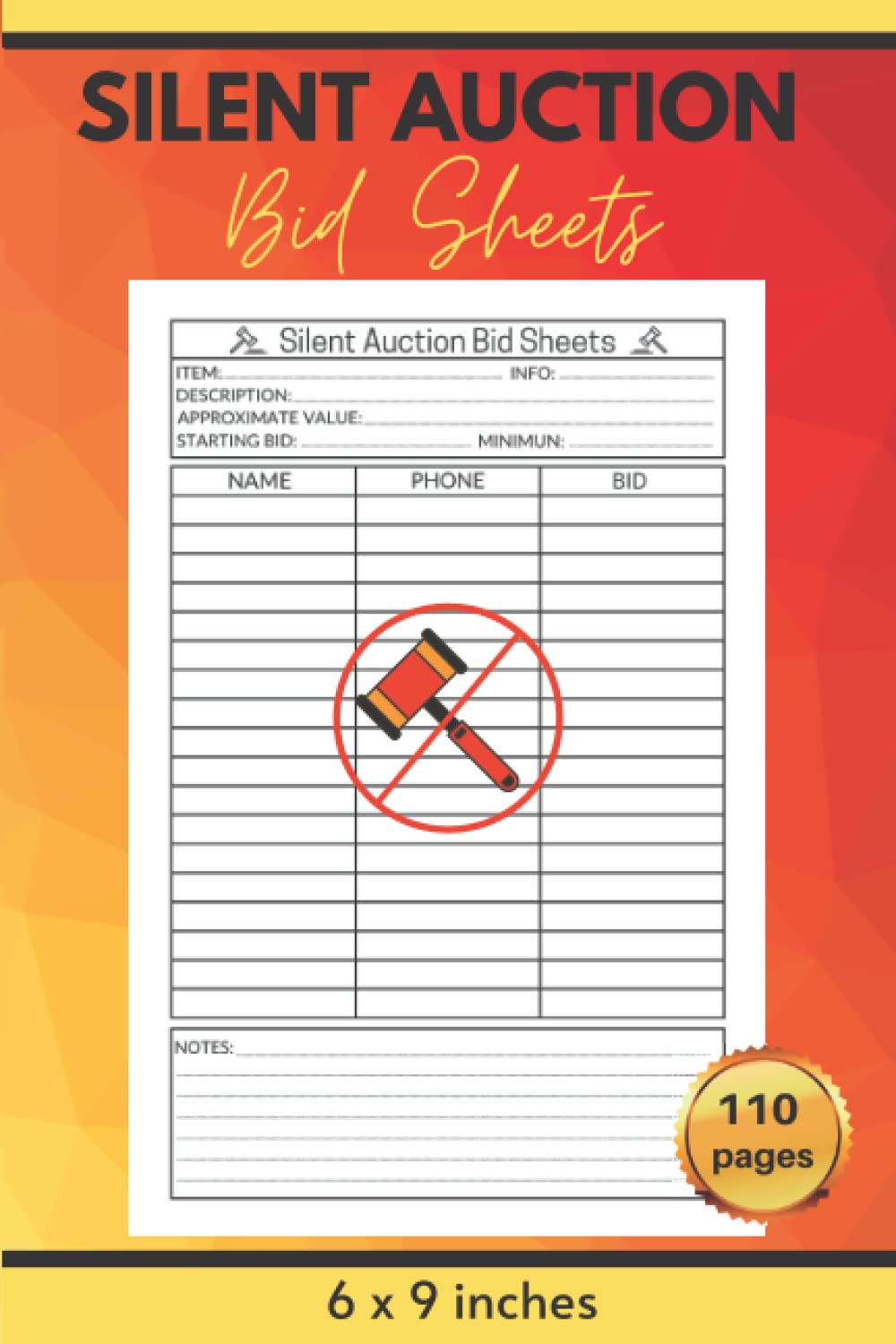 Silent Auction Bid Sheets: Large Size Fundraising Event Organizer Log ...