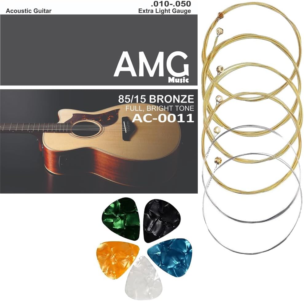 JUAREZ 7 Piece Phosphor Bronze Extra Light Acoustic Guitar Strings Set ...