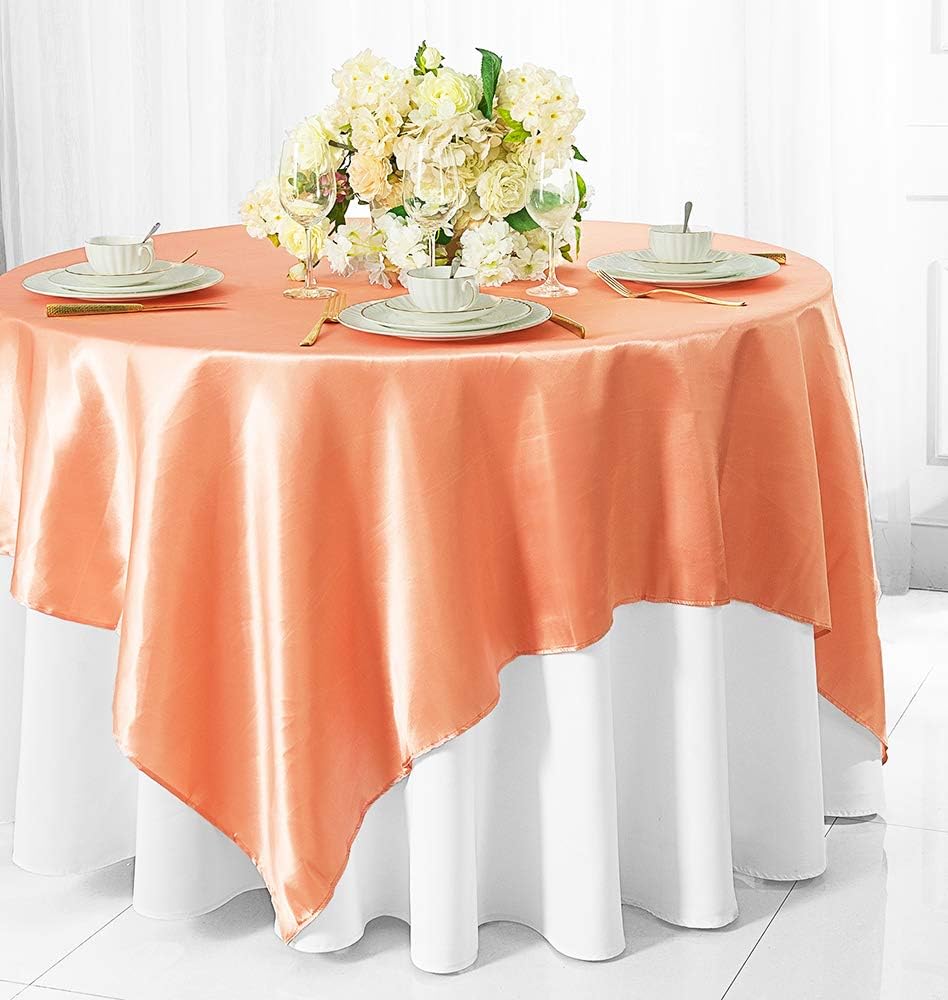 Amazon.com: Wedding Linens Inc. 72" Square Satin Table Overlays Toppers ...