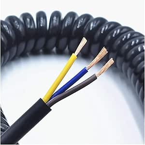 Amazon.com: ACFFVBW Coiled Extension Cord, Spiral Electric Cable, Black ...