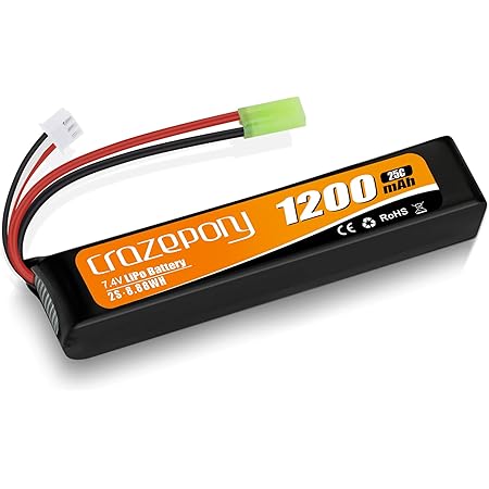 Amazon.com: TATTU Airsoft Battery 7.4V 1000mAh 25C 2S LiPo Stick ...