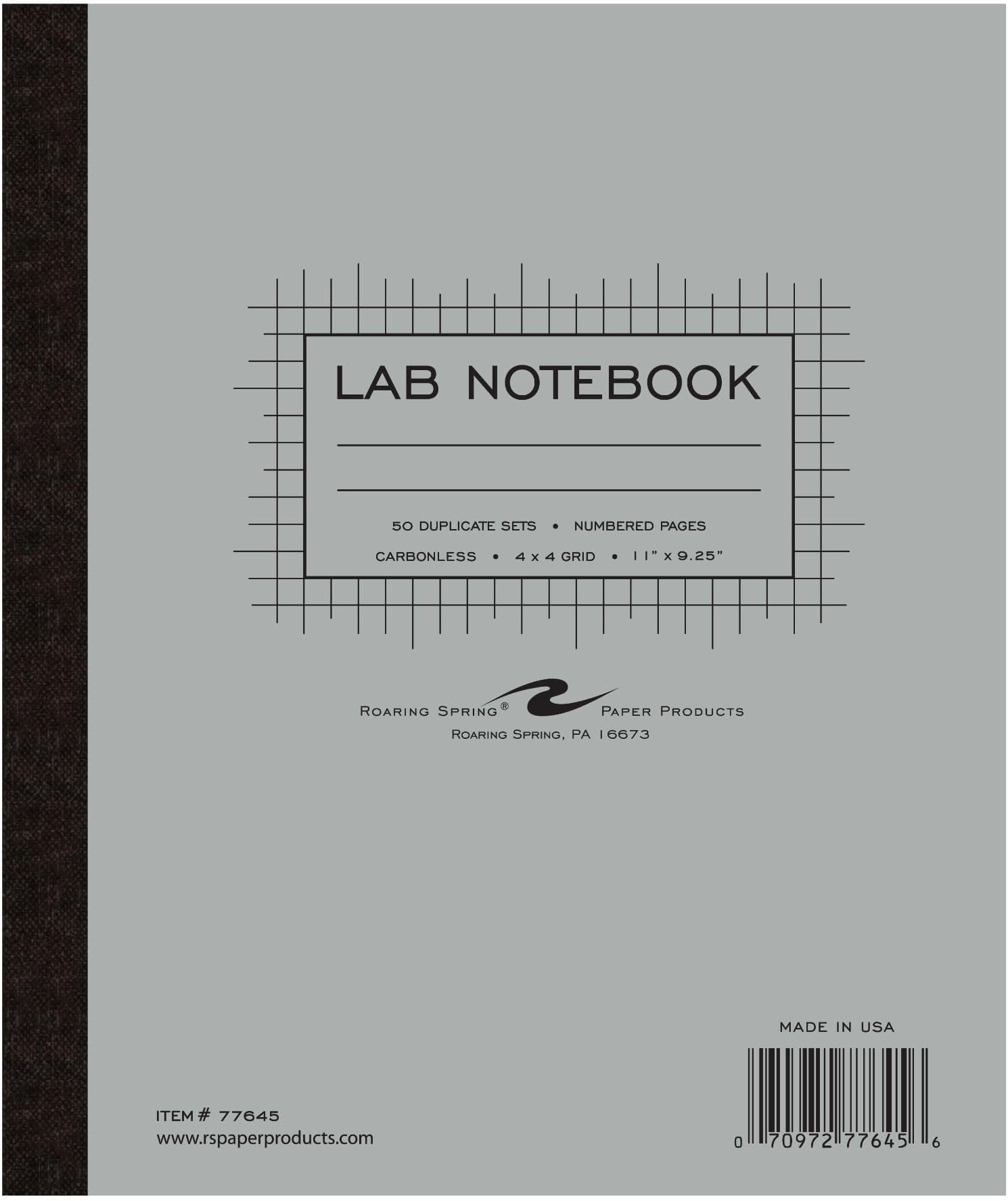 Amazon.com : ROARING SPRING Carbonless Lab Book with Numbered Sets, 4x4 ...