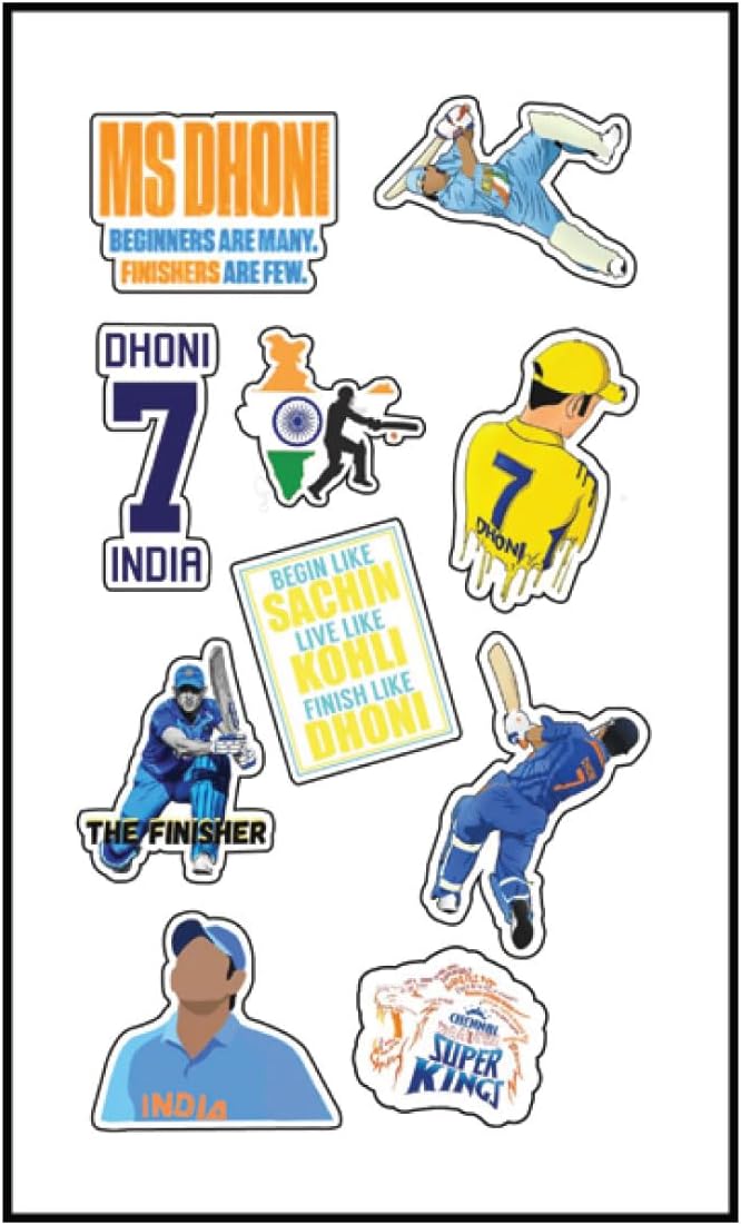 Sticker Fever -Pack of 35 Random MS Dhoni Stickers for Laptop/Mobile ...