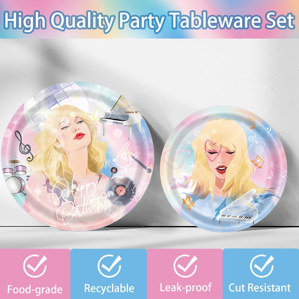 170pcs Birthday Party Supplies Singer Paper Plates Napkins Cups Plastic ...