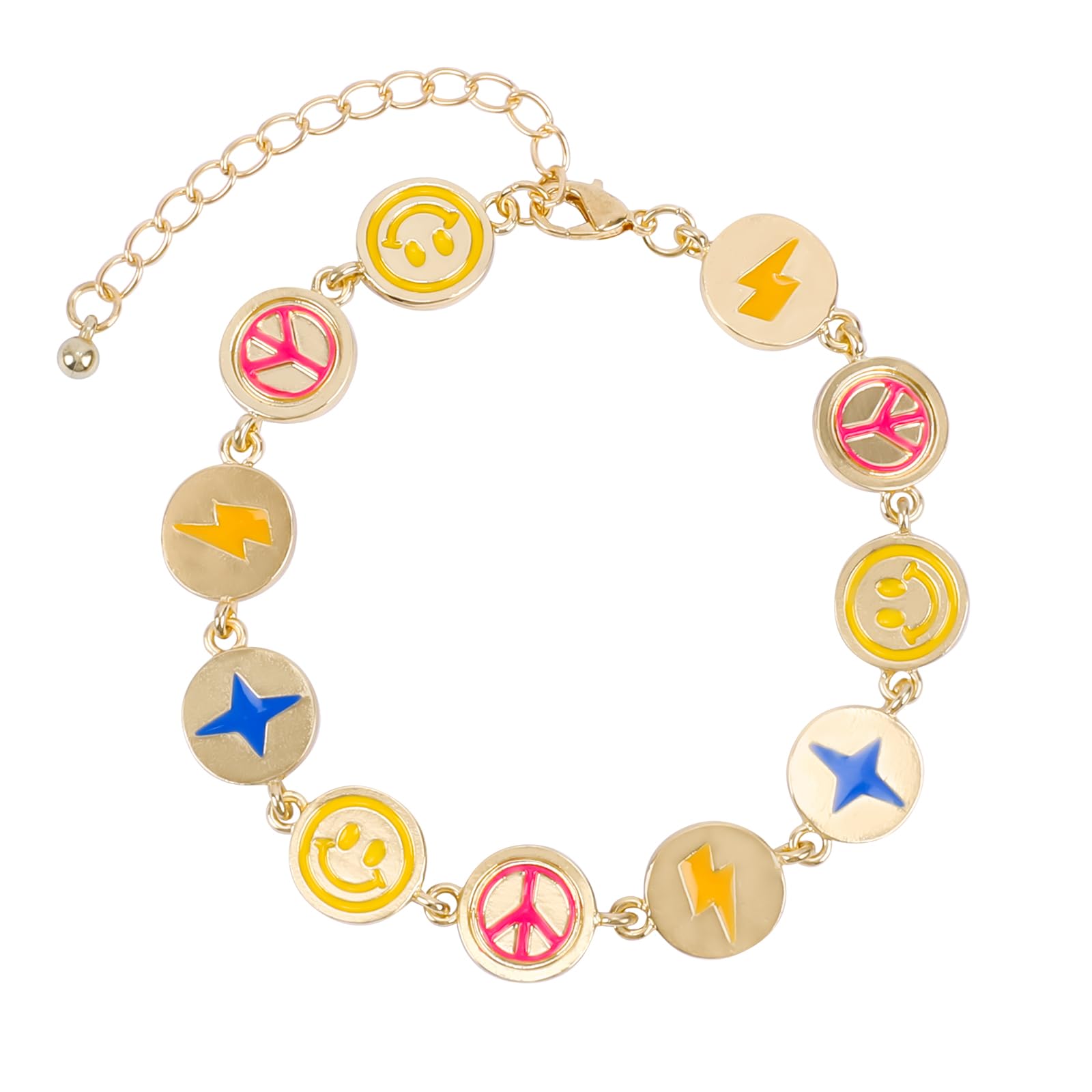 Amazon.com: DK.PPFN. Smiley Bracelet for Men Groovy Boho Hippie ...