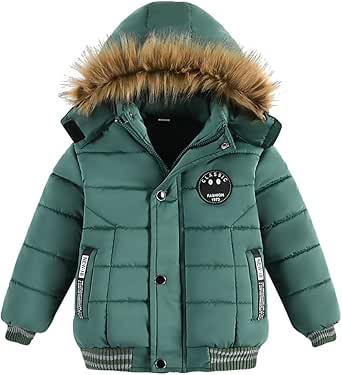 AMIYAN Toddler Boys Down Jacket Fur Collar Hood Thick Warm Winter Snowsuit Coat Parka : Amazon ...