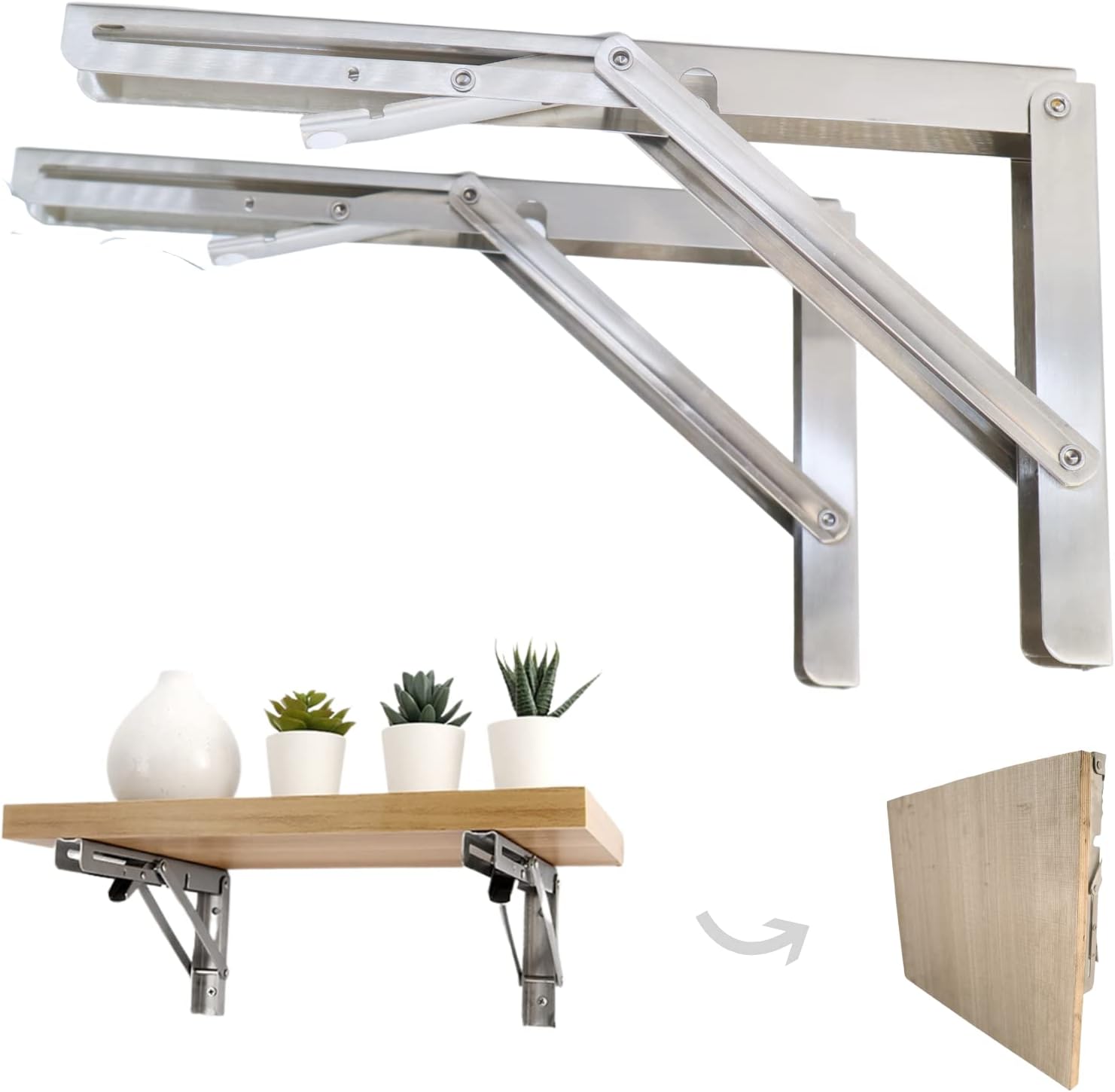 Amazon.com: Sumnacon Sturdy Folding Shelf Brackets - Heavy Duty White ...
