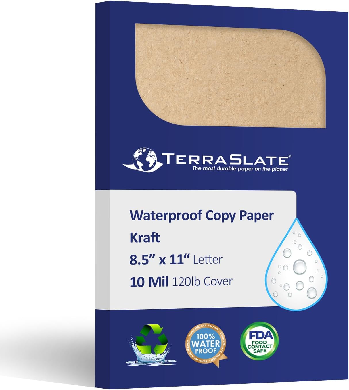 Amazon.com : TerraSlate Waterproof Laser Printer Copy Paper, Kraft ...