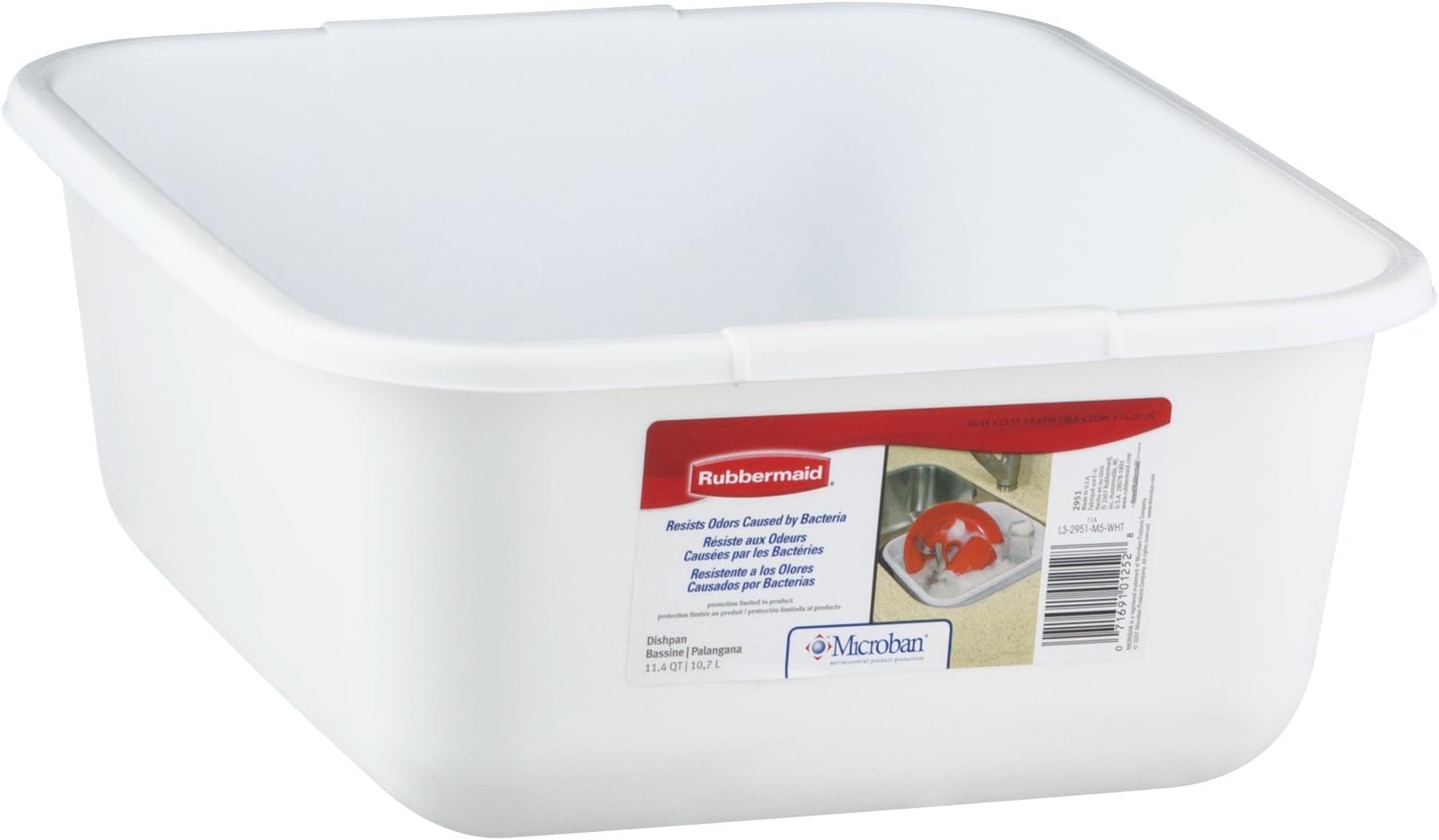 Amazon.com: Rubbermaid 2951ARWHT 11.4 Quart White Rectangle Dishpan ...