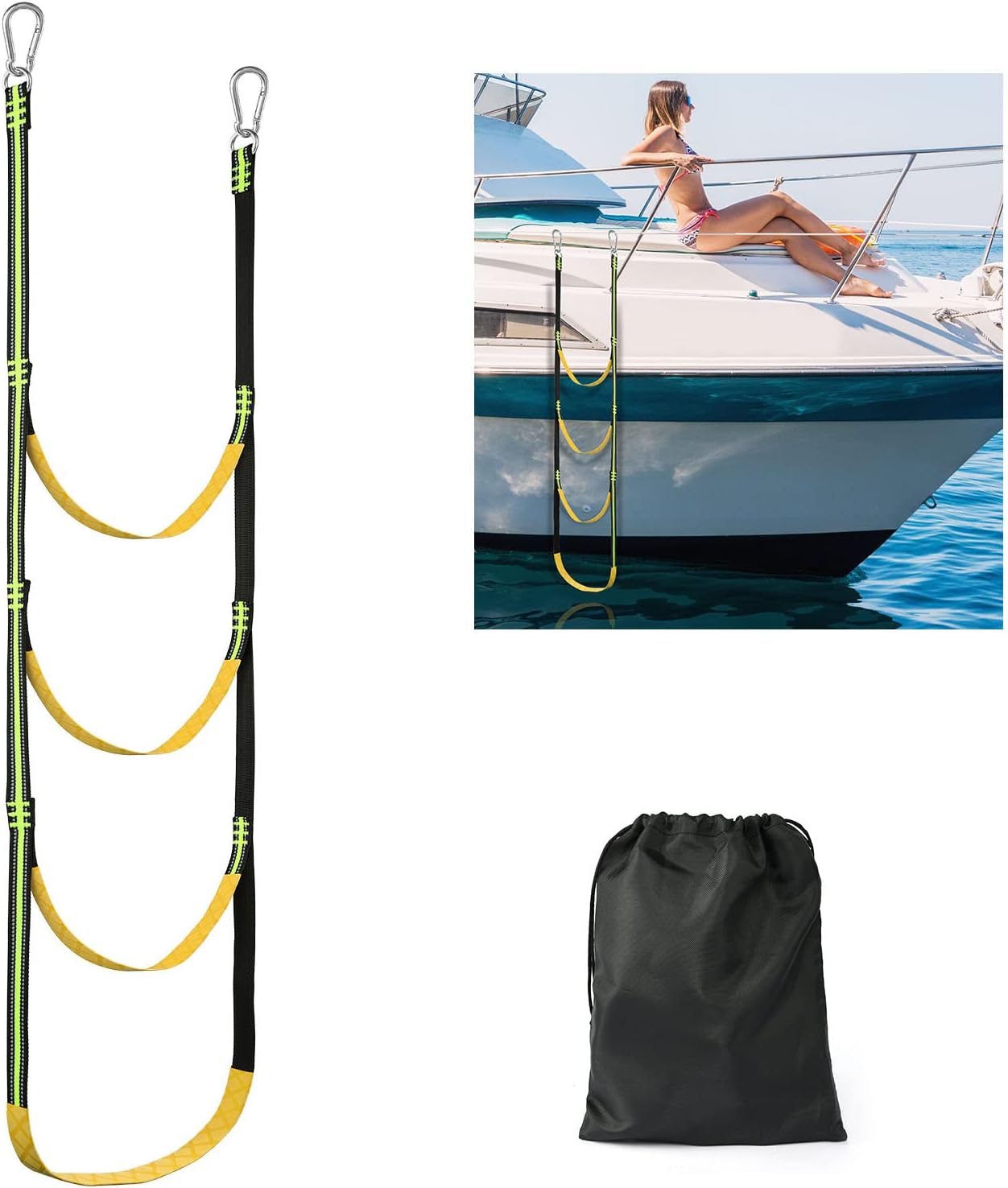 Amazon.com: Boat Ladder 4 Steps Detachable Boat Rope Ladder Extension ...