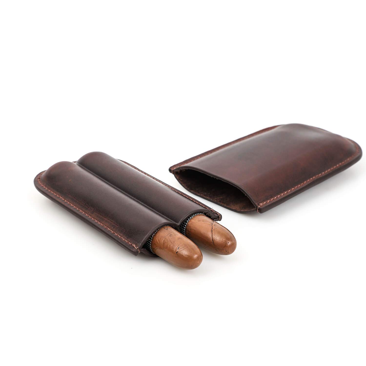 Snapklik.com : Hiram Genuine Leather 2-Finger Brown Oil Leather Cigar ...
