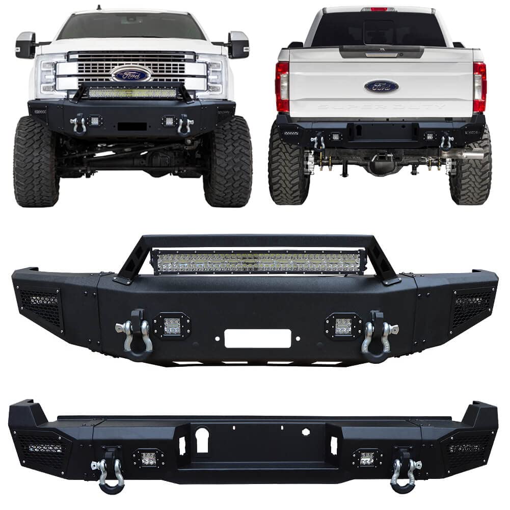 Vijay Front and Rear Bumper with Winch Plate and Sensor Hole for 2017 ...