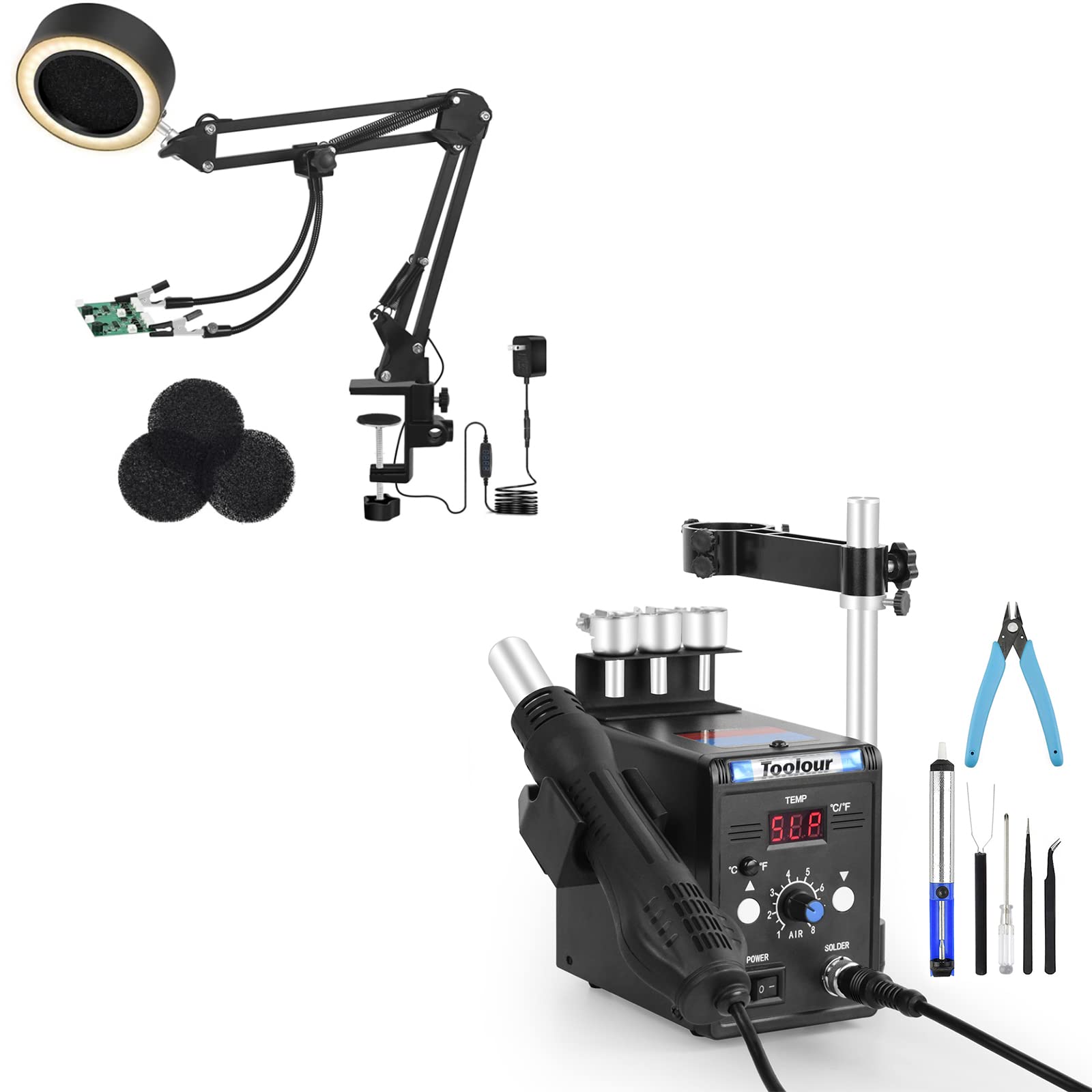 Buy 3-in-1 Solder Smoke Absorber Fume Extractor Fan with 2 Helping ...