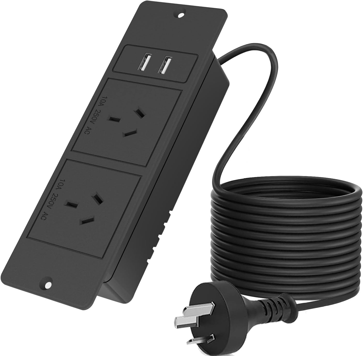 Furniture Recessed Power Strip with 2 USB Ports, 240V 10A, 2400W Max ...