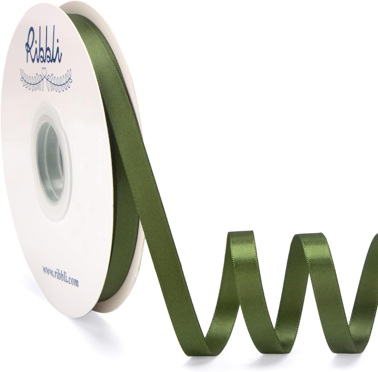 Amazon.com: Ribbli Moss Green Satin Ribbon Double Faced Satin 3/8 Inch ...