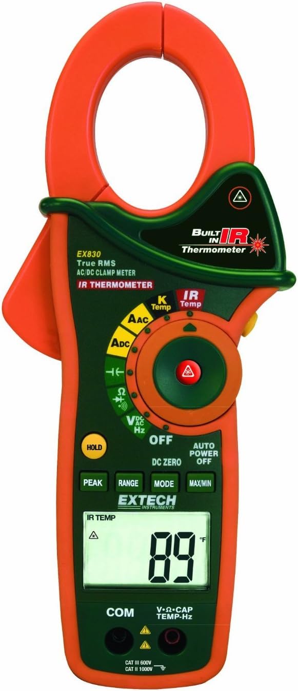 Amazon.com: Extech EX830-NISTL True RMS 1000 Amp AC/DC Clamp Meter with ...