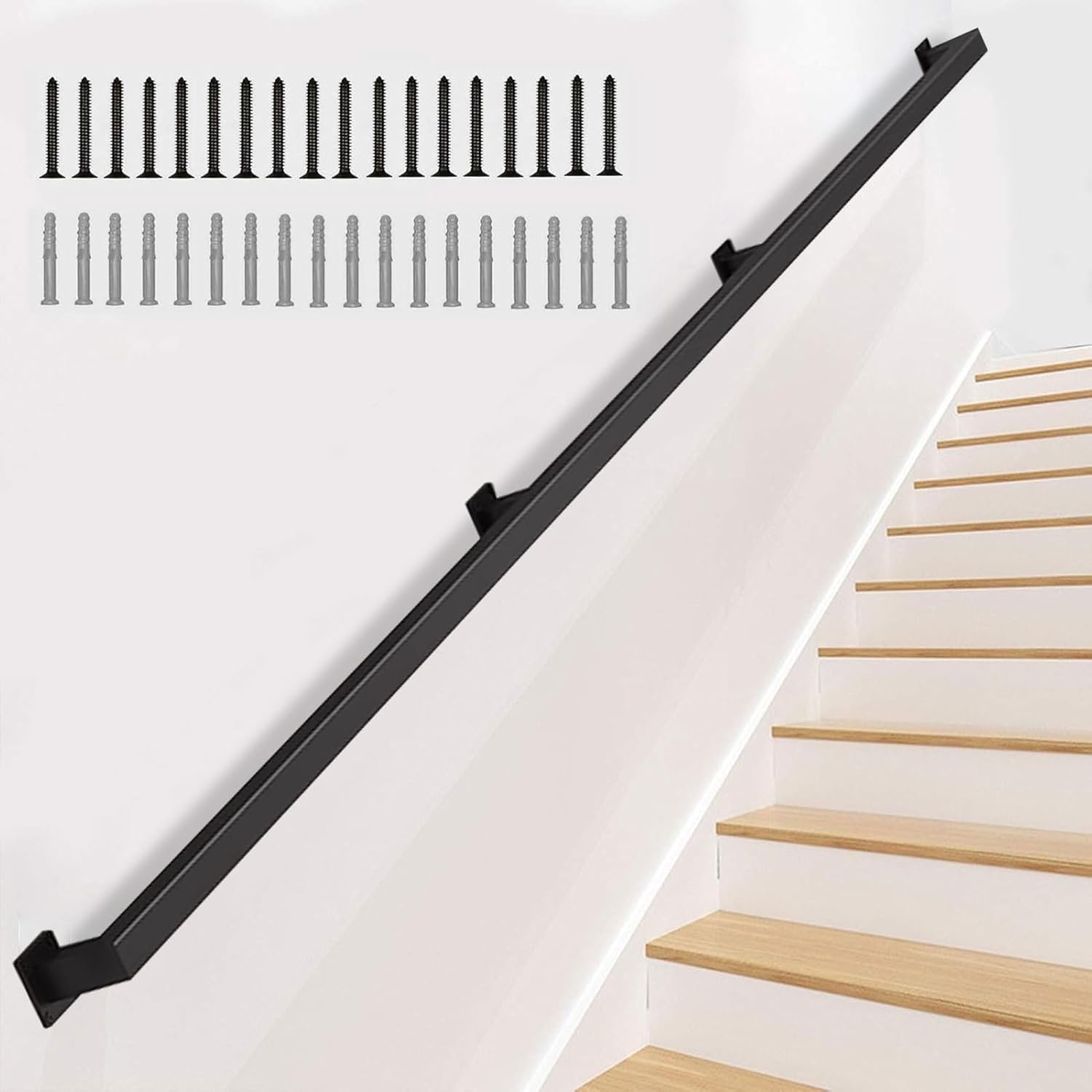Stair Railing Metal Hand Rails for Indoor Stairs Wall Mount Staircase ...