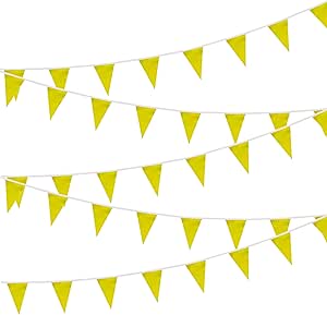 Amazon.com: Solid Yellow Pennant Banner Flags Yellow Blank String ...