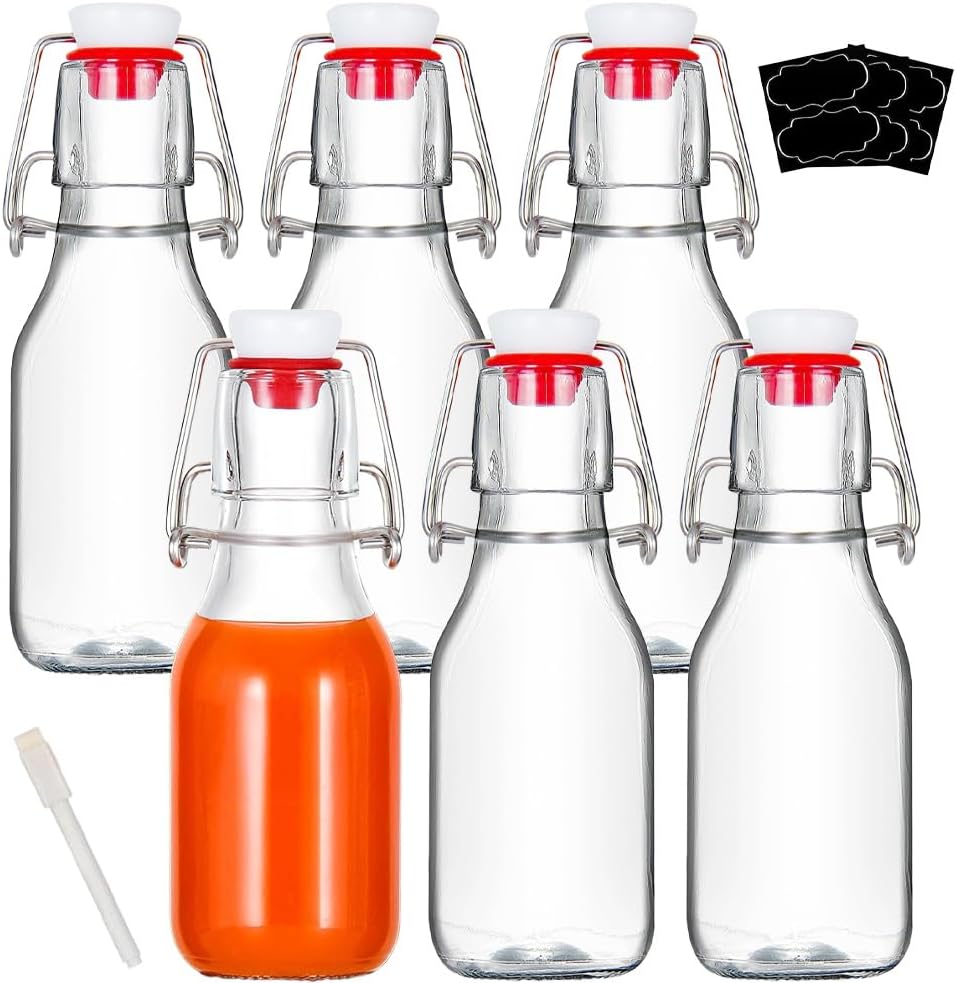 Amazon.com: 6 Pcs 2oz Swing Top Glass Bottles, glass flip top bottles ...